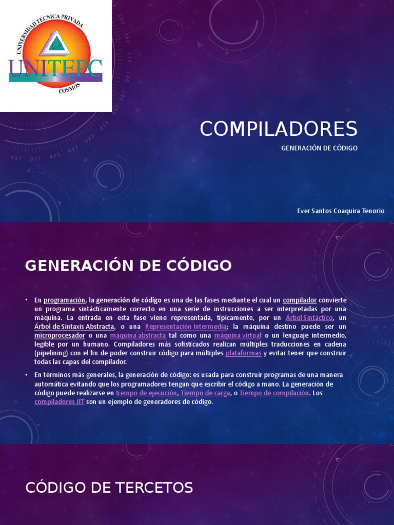 Compiladores-Generador de Codigo | PDF | Compilador | Lenguaje de ...