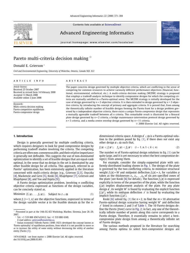 Pareto Multi-Criteria Decision Making | PDF | Pareto Efficiency | Mathematical Optimization