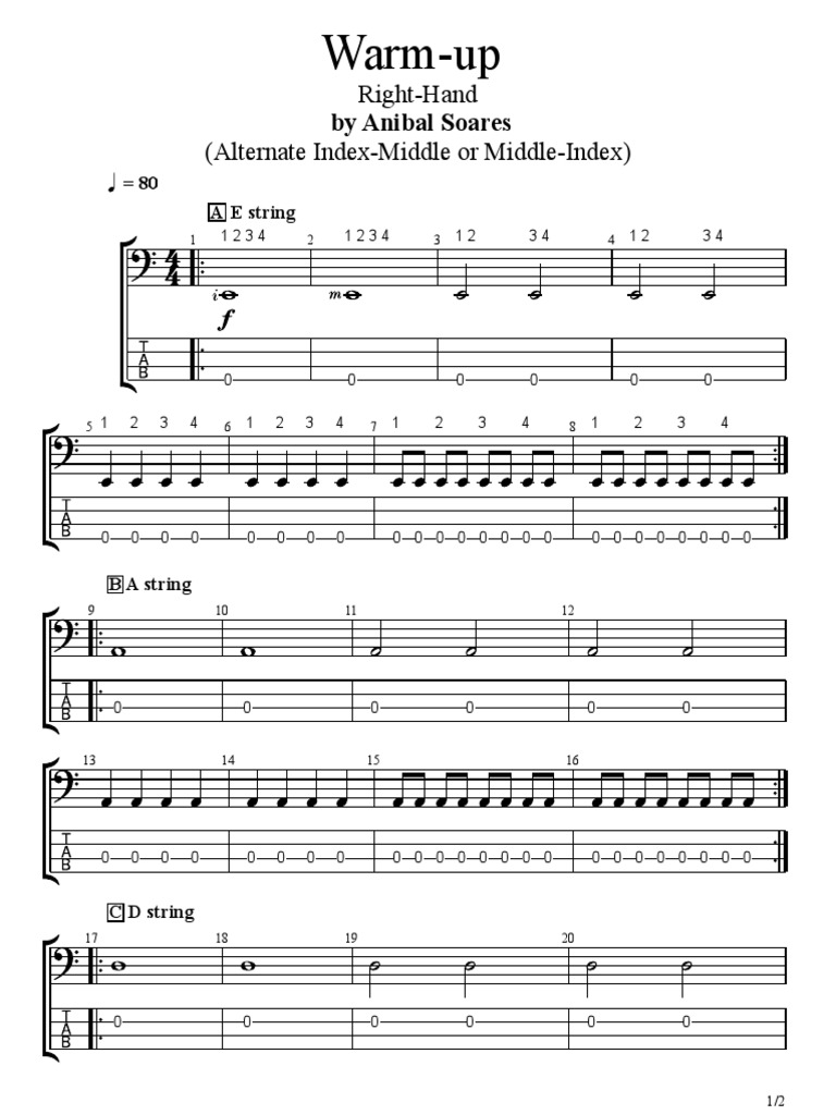 Warm-Up - Right-Hand For Bass Guitar | PDF