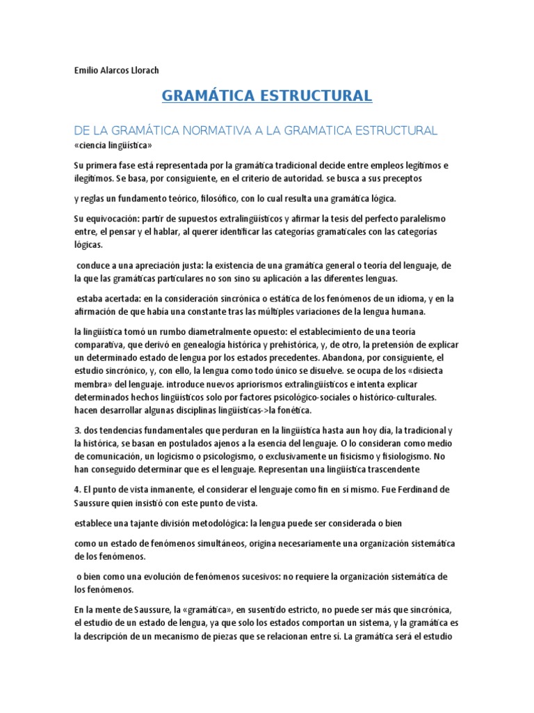Emilio Alarcos Llorach Resumen | PDF | Lingüística | Comunicación