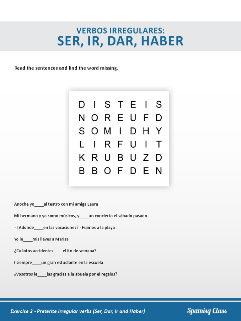 Exercises Preterite Irregular Verbs | PDF