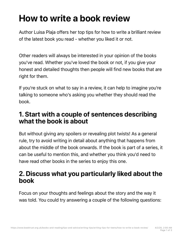 How To Write A Book Review BookTrust | PDF | Books