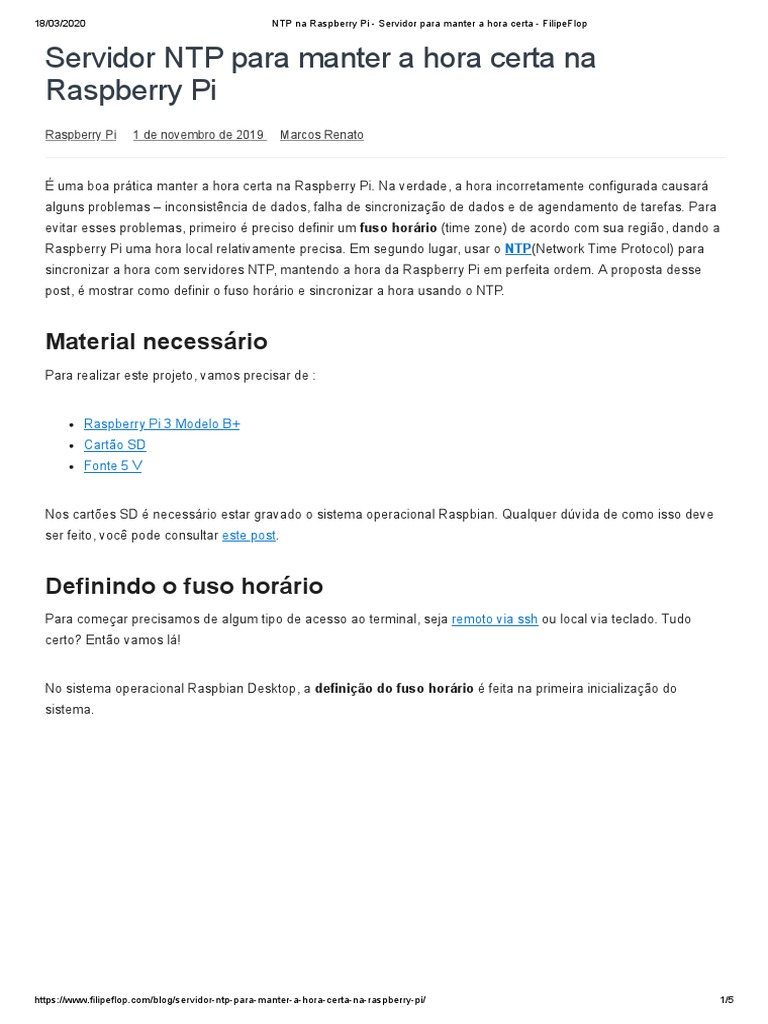NTP Na Raspberry Pi - Servidor para Manter A Hora Certa - FilipeFlop ...