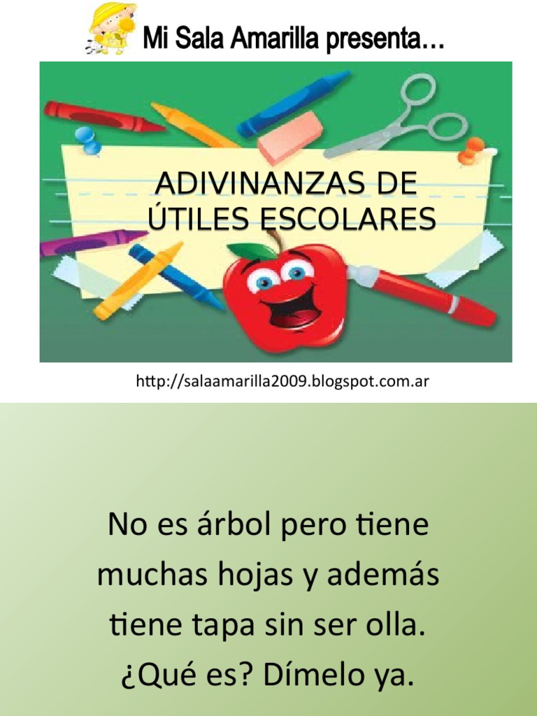 Adivinanzas de Utiles Escolares | PDF