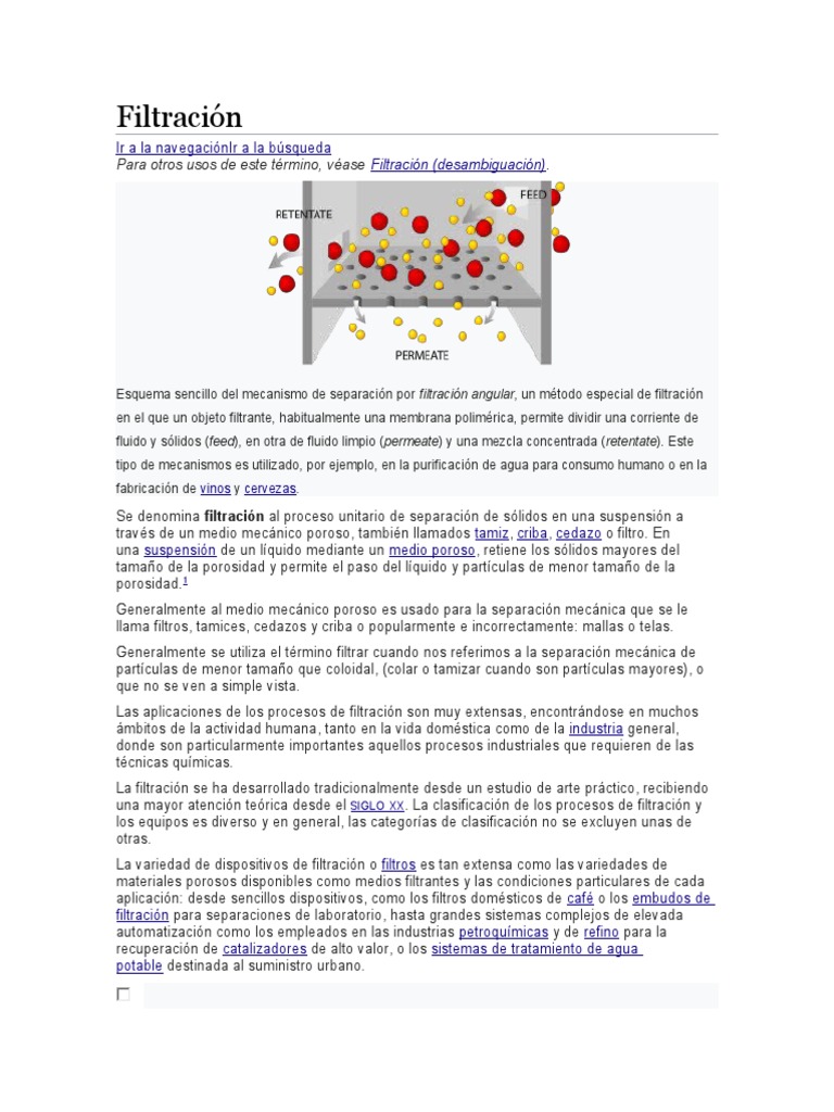Proceso y Teoría de Filtración | PDF | Filtración | Ciencias fisicas