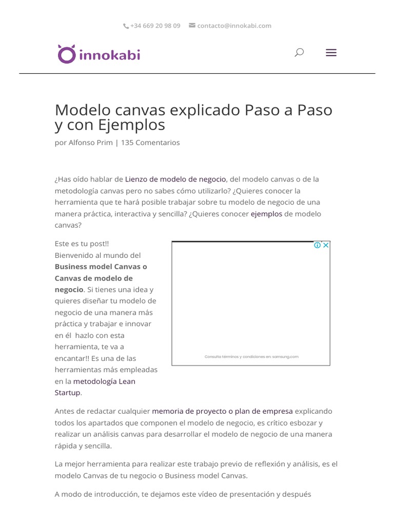 Modelo Canvas Explicado Paso A Paso y Con Ejemplos - Innokabi | PDF ...