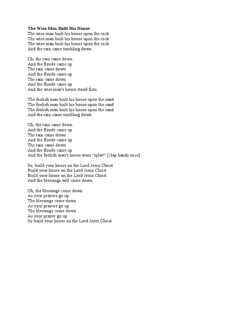The Wise Man Built His House Upon The Rock | PDF