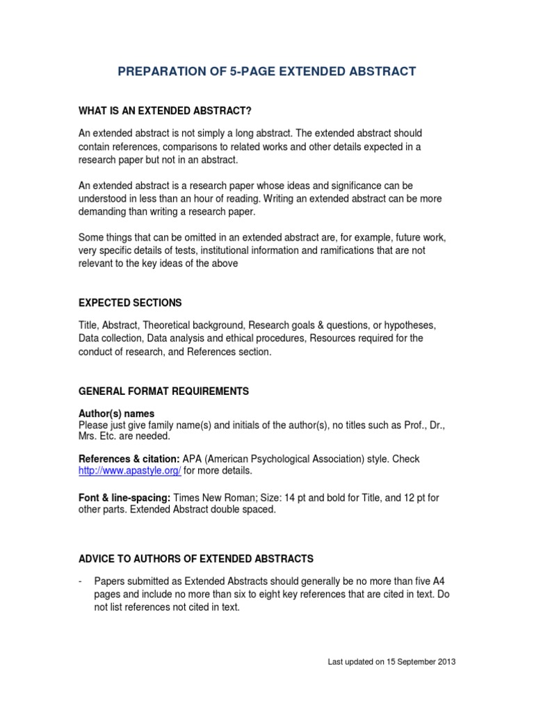Extended Abstract Guidelines | PDF | Abstract (Summary) | American ...