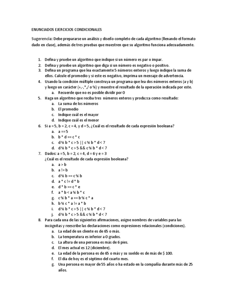 Ejercicios Prácticos de Condicionales | PDF | Triángulo | Algoritmos
