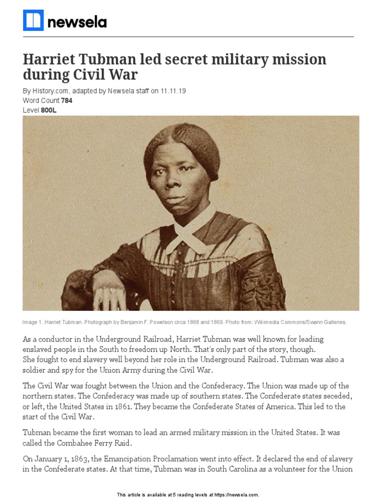 Harriet Tubman Article | PDF | Harriet Tubman | Underground Railroad