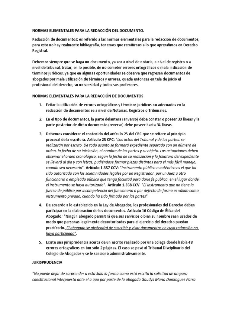 Normas Elementales para La Redacción Del Documento | PDF | Gobierno | Justicia