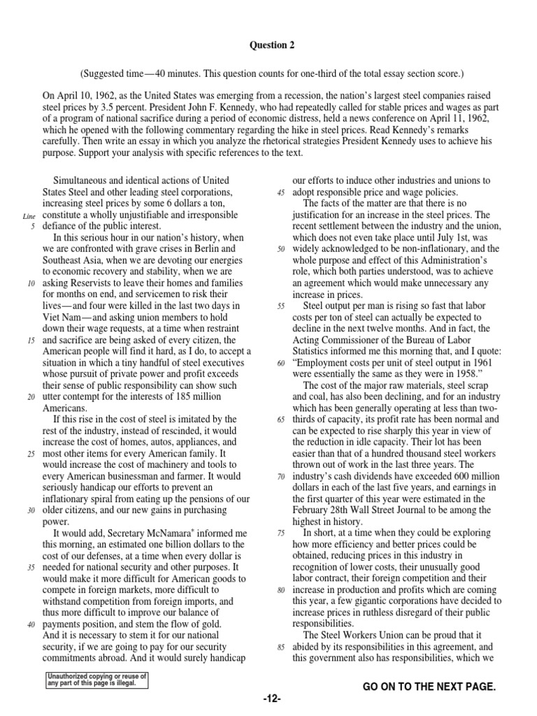 JFK Steel Speech PDF | Download Free PDF | Labour Economics | John F ...