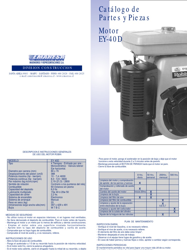 Motor Robin EY-40D PDF | PDF | Acelerador | Motor de combustión interna