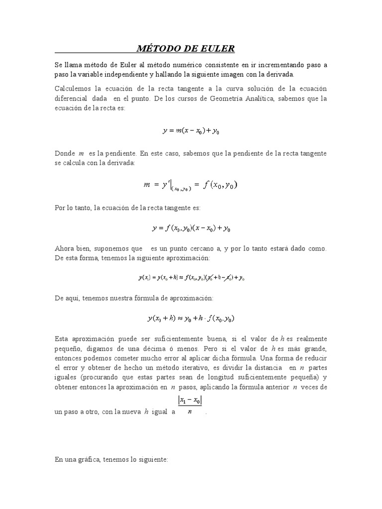Método de Euler | PDF | Ecuaciones | Derivado
