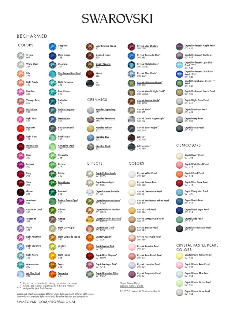 Swarovski Color Chart 2018 | PDF | Color | Pearl