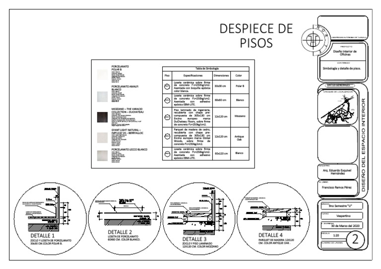 Lamina 2 - DESPIECE DE PISOS | PDF | Arte de la cerámica | Cerámica