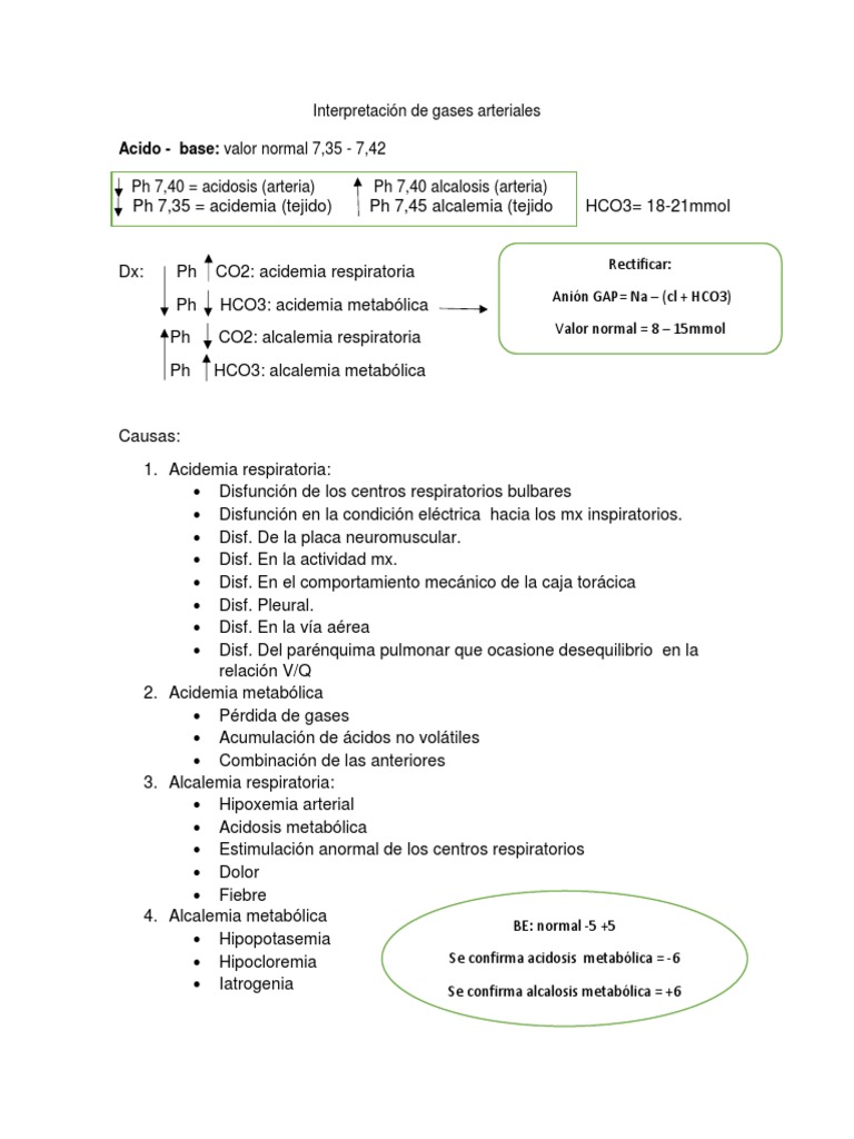 Interpretación de Gases Arteriales | PDF | Fisiología | Medicina de ...
