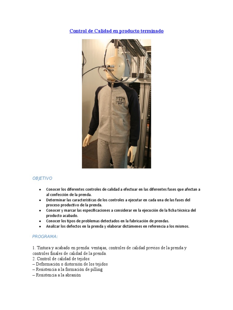 Control de Calidad en Producto Terminado | PDF | Ropa | Proceso industrial