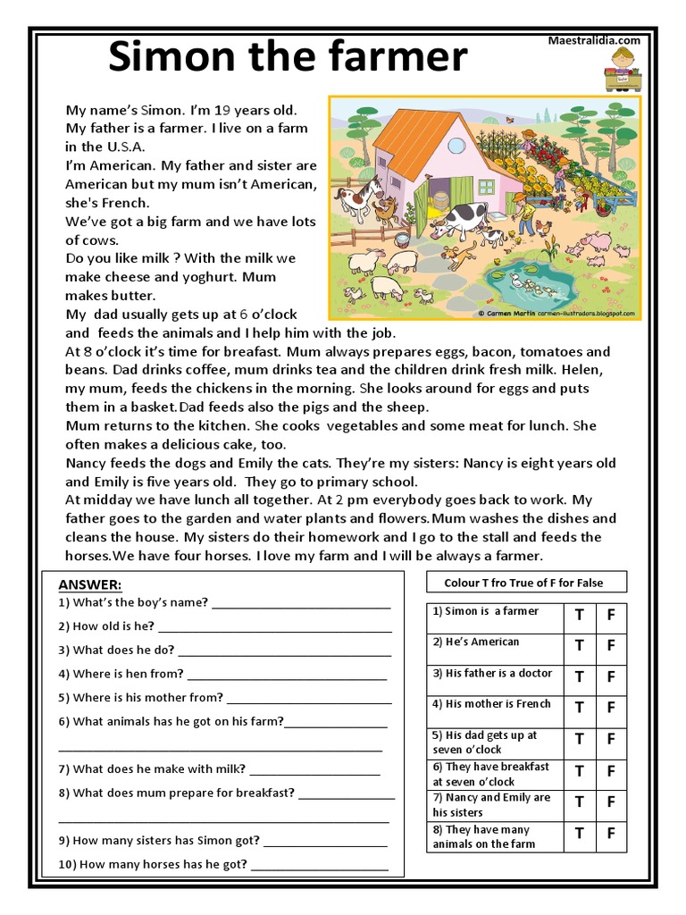 Daily Routine - Animals - Reading | PDF | Food And Drink Preparation ...