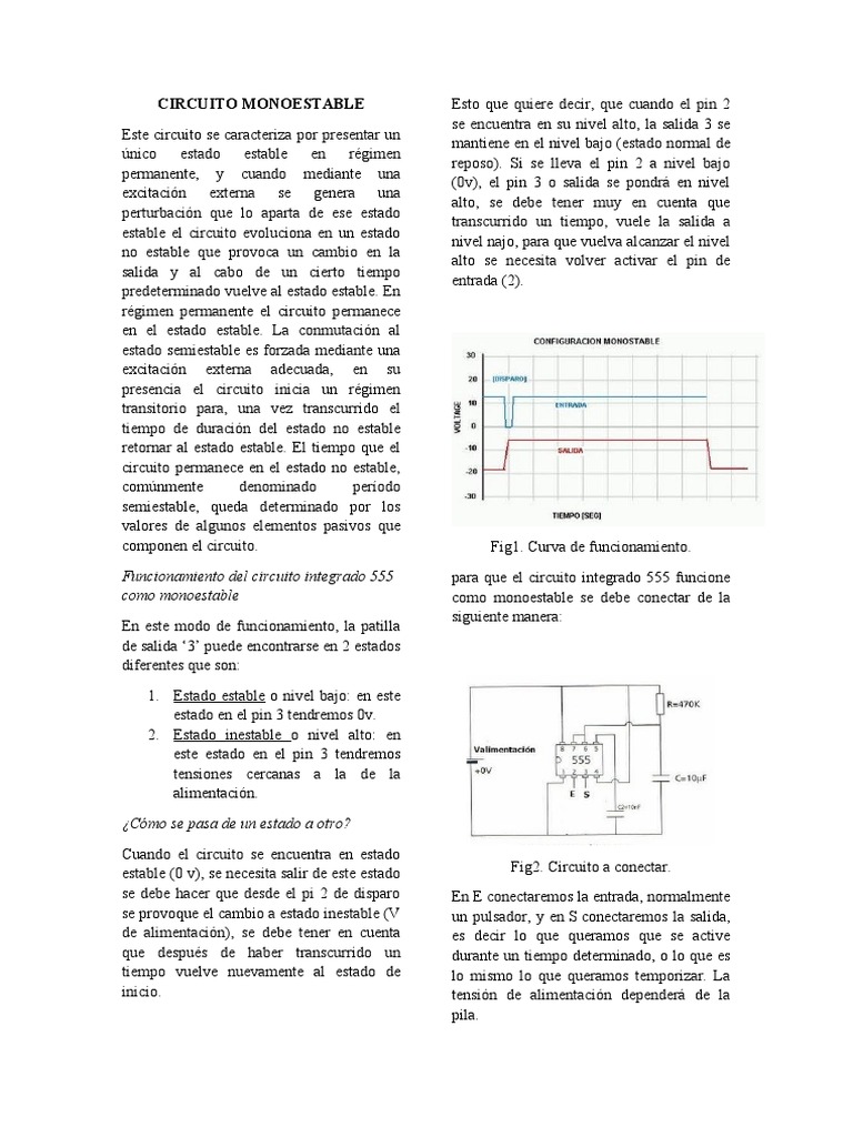 Circuito Monoestable con 555 | PDF | Resistencia Eléctrica y Conductancia | Diodo emisor de luz
