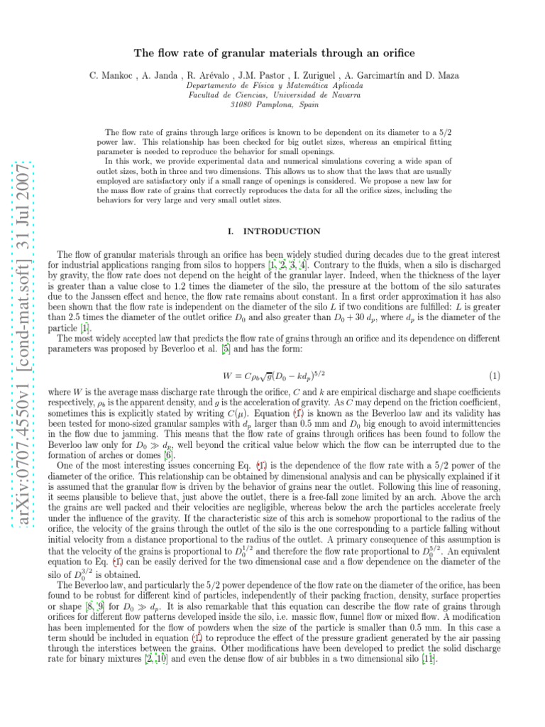Bin Discharge Equation - Beverloo Equation PDF | PDF | Fluid Dynamics ...