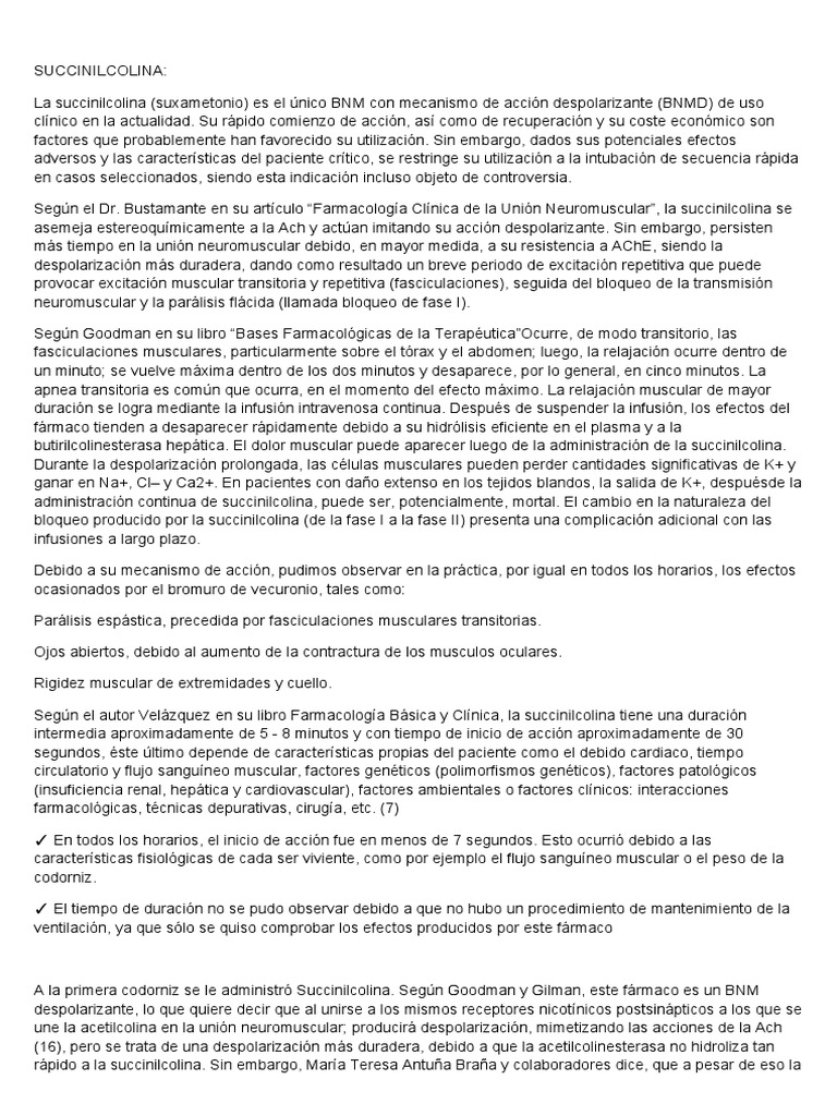 SUCCINILCOLINA | PDF | Especialidades Medicas | Medicina CLINICA