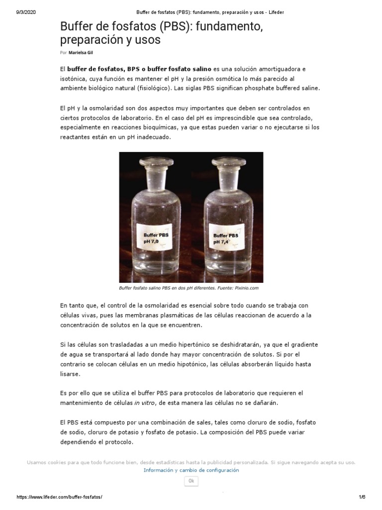 Buffer de Fosfatos (PBS) | PDF | Solución salina tamponada con fosfato ...