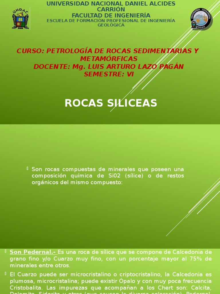 Tipos y características de rocas silíceas | PDF | Roca (geología) | Carbón