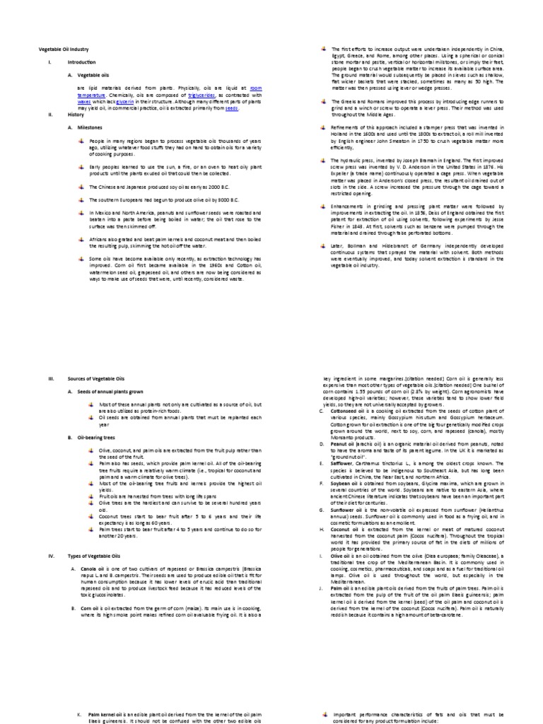 Vegetable Oil Industry Handout ( . ) | PDF | Vegetable Oil | Palm Oil