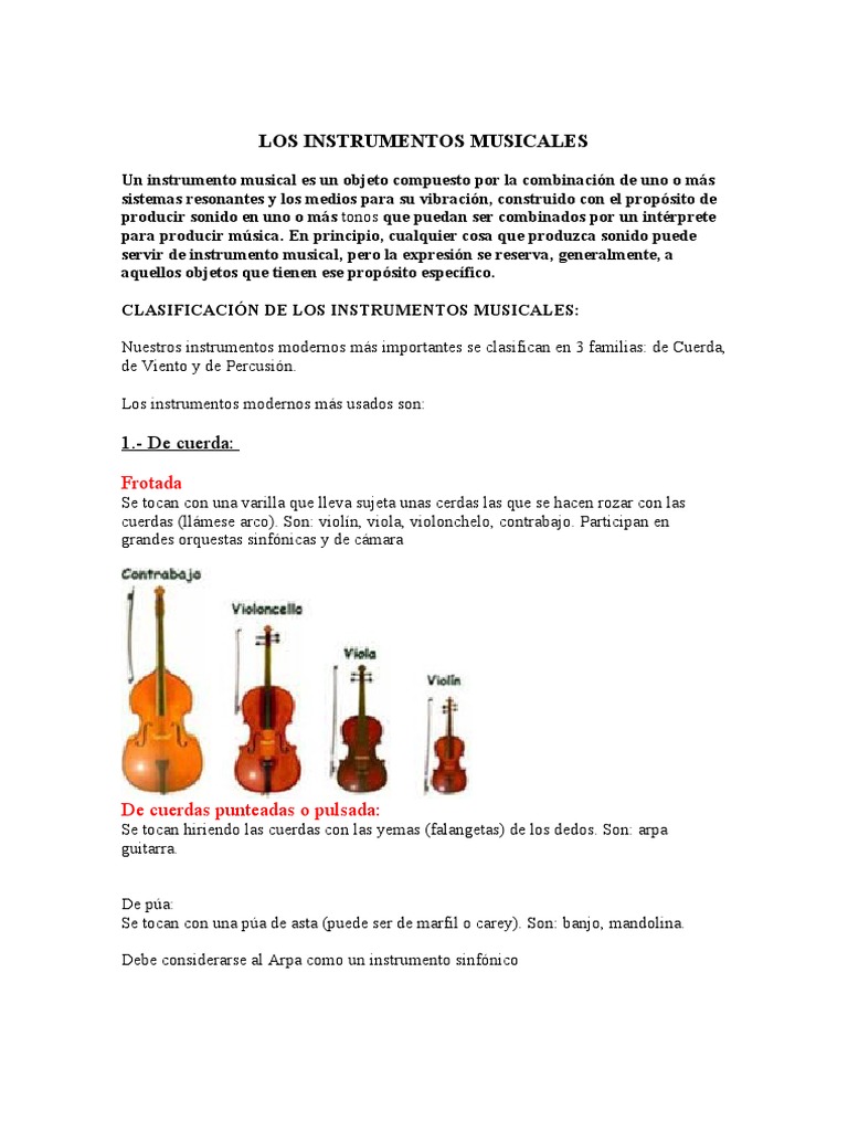 Clasificación de Los Instrumentos Musicales | PDF | Instrumentos ...