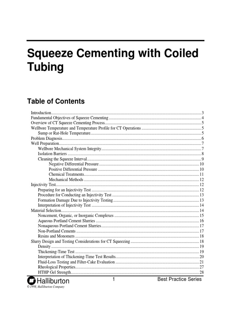Squeeze Cement With Coiled Tubing | PDF | Casing (Borehole) | Pipe ...