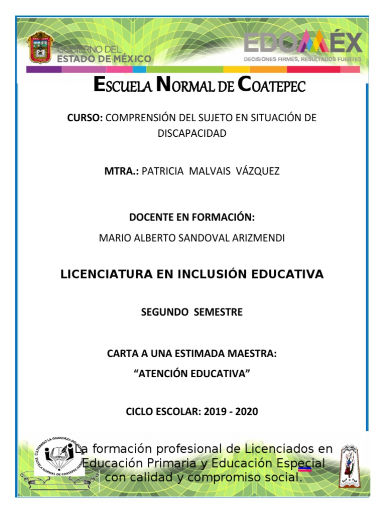 Carta A Maestra Cristina | PDF | Educación de la primera infancia | Imagen