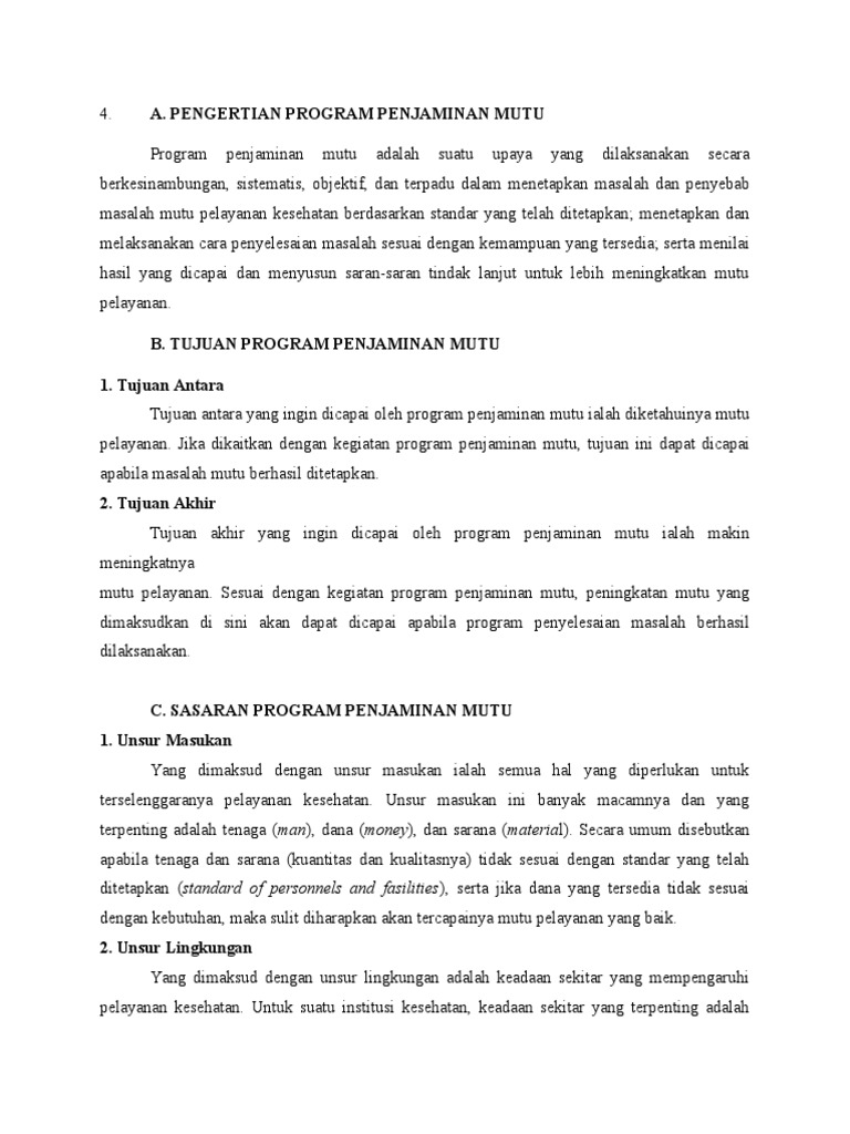 Program Penjaminan Mutu Pelayanan Kesehatan | PDF