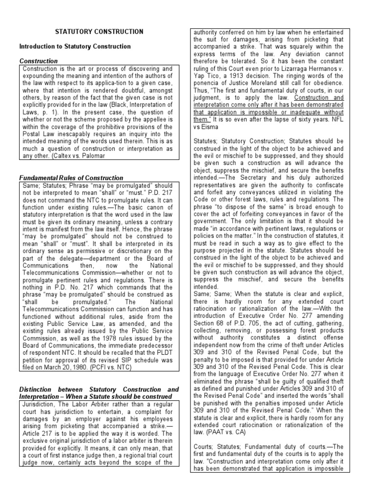 Statutory Construction Simplified Reviewer Midterm | PDF | Statutory ...