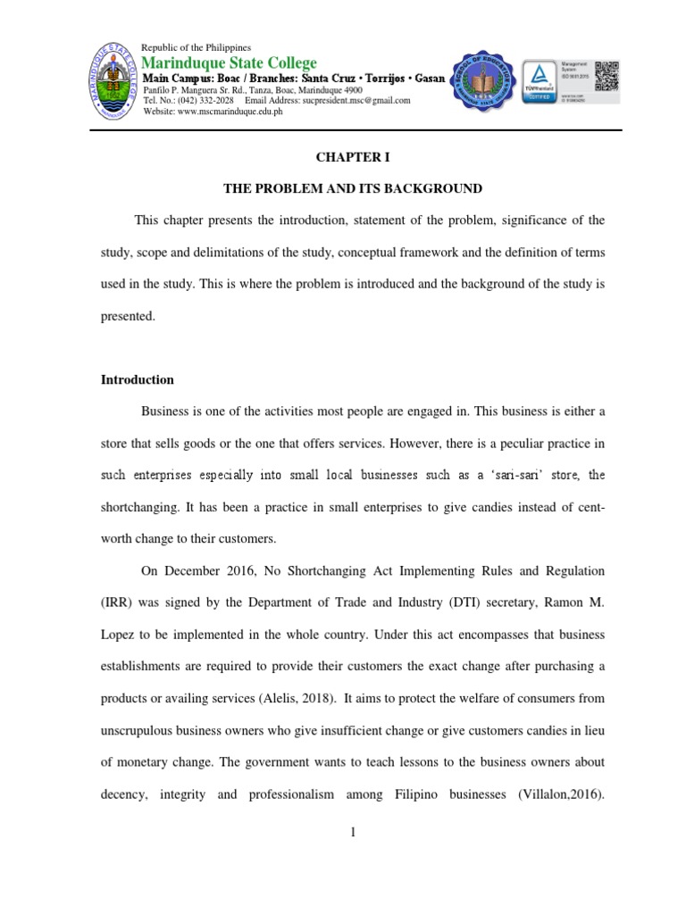 Level of Awareness of The Selected Stores in Barangay Mercado, Boac ...
