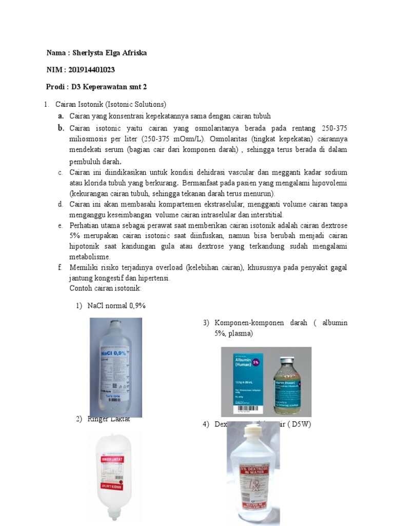 Jenis dan Fungsi Cairan Infus | PDF | Kesehatan Holistik | Sains ...