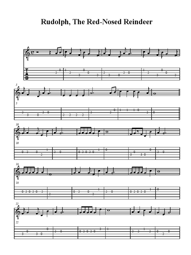 Rudolph Guitar Chords and Tabs | PDF | Rudolph The Red Nosed Reindeer ...