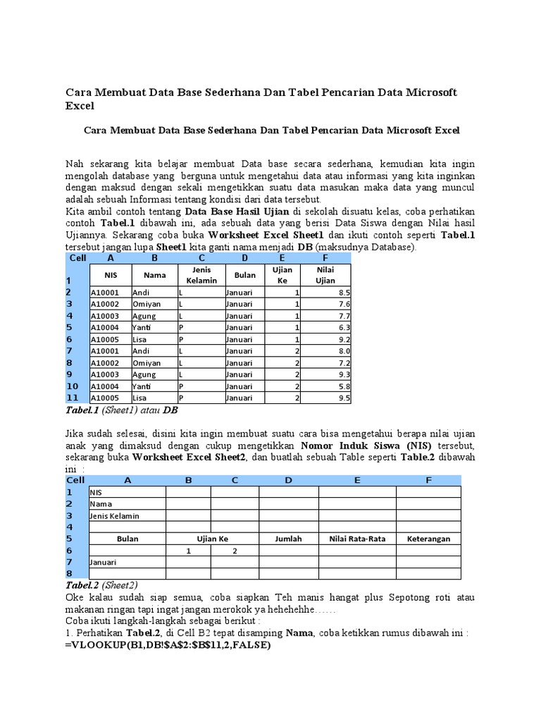 Database Sederhana di Excel | PDF | Metode & Bahan Ajar
