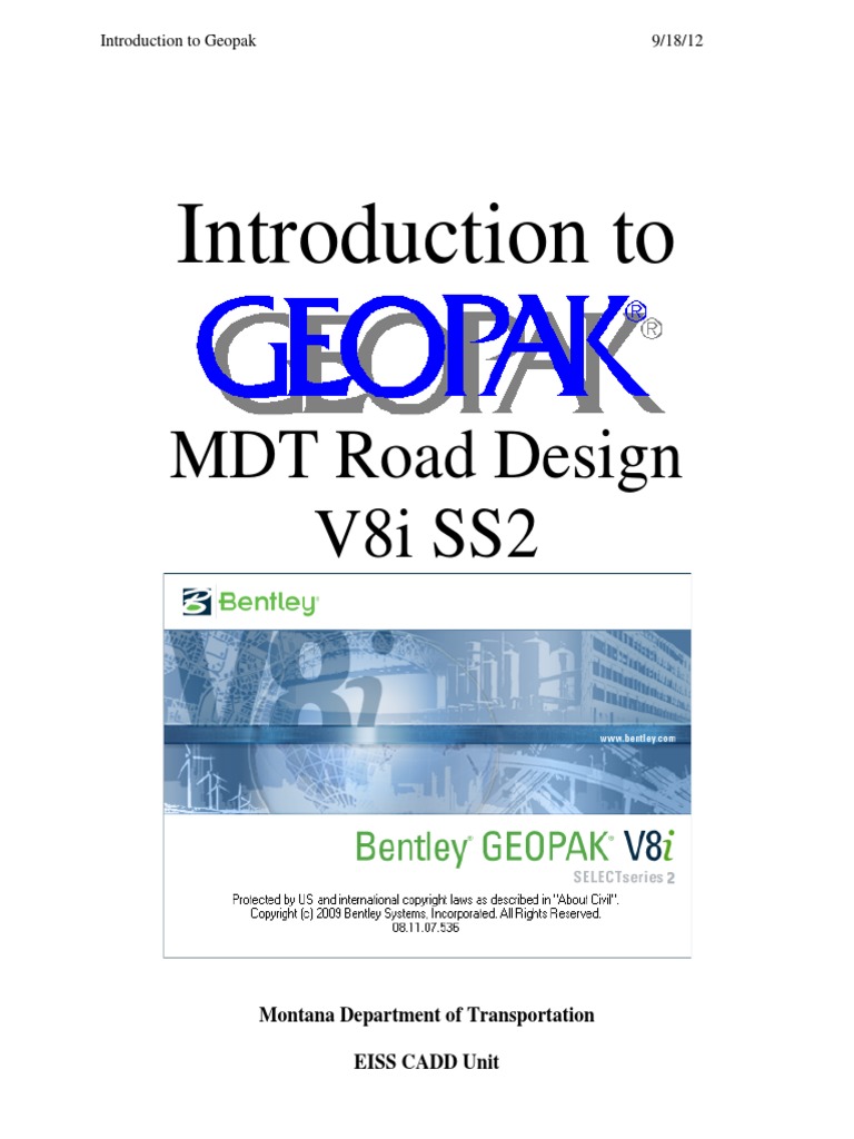 MDT V8i Geopak Intro Manual | PDF | Computing | Software