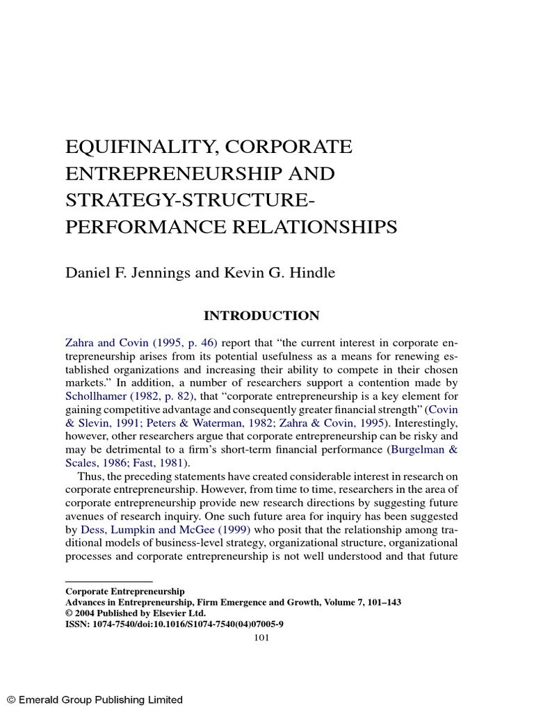 4 EQUIFINALITY, CORPORATE e Strategy Structure Peformance | PDF | Strategic Management | Economies