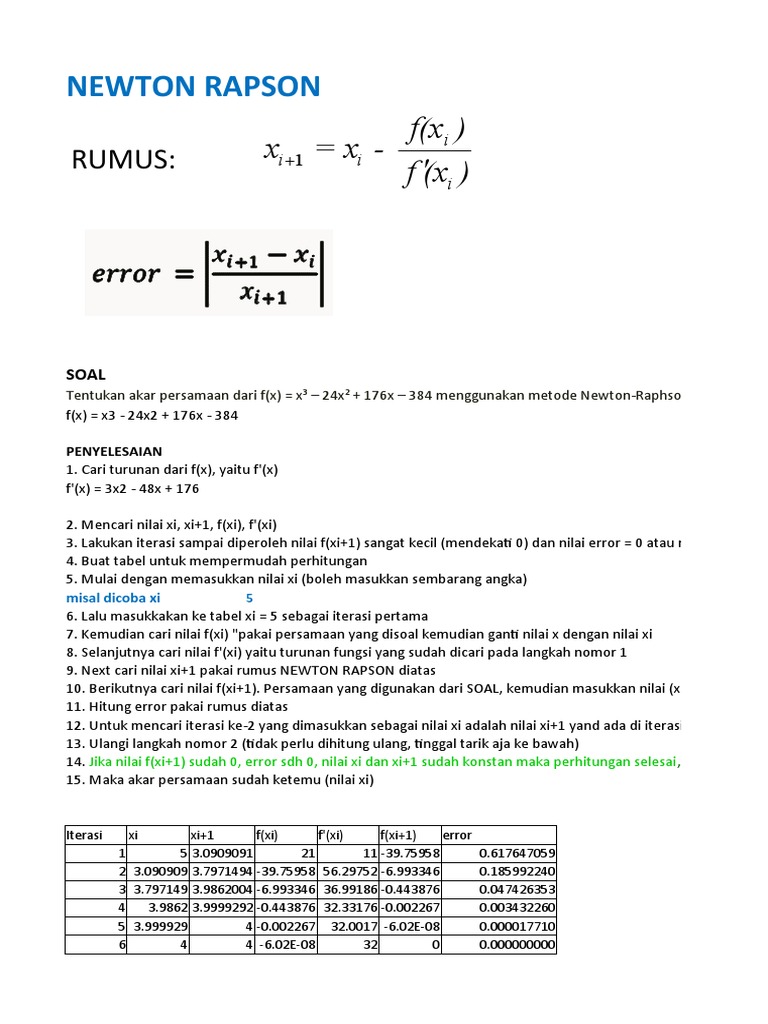 Solusi-Contoh Newton Raphson | PDF