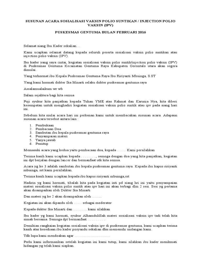 Susunan Acara Sosialisasi | PDF