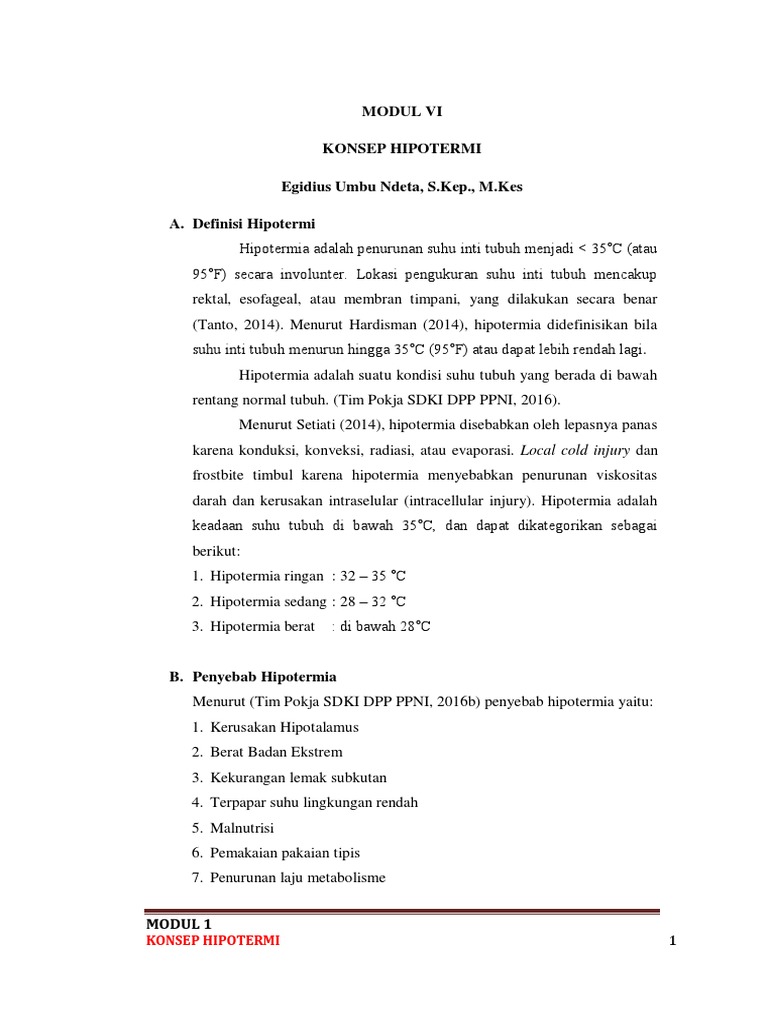 Modul Vi Konsep Hipotermi | PDF