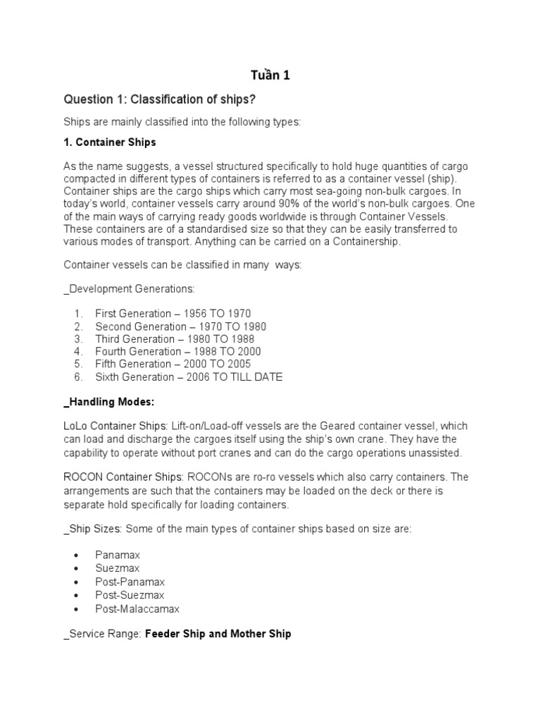 Container's Operation | PDF | Oil Tanker | Tonnage