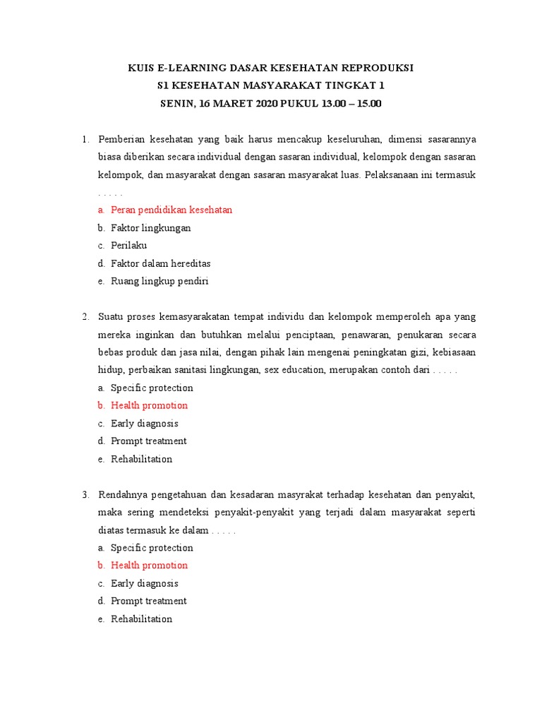 Kuis Elearning 16 Maret 2020 | PDF | Pengembangan Diri | Kesehatan Holistik