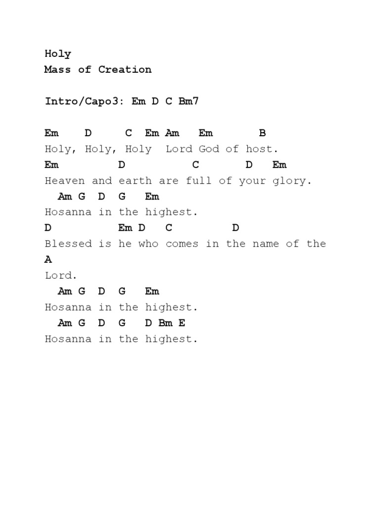 Mass of Creation: Lyrics and Chords | PDF