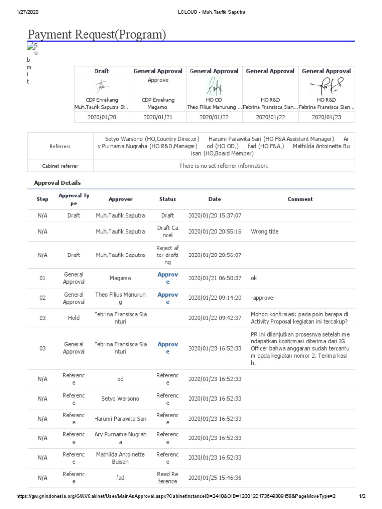 Contoh Payment Request | PDF