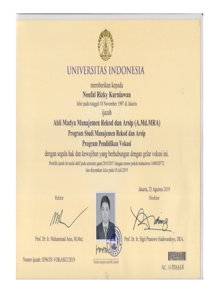 Ijazah UI Noufal | PDF
