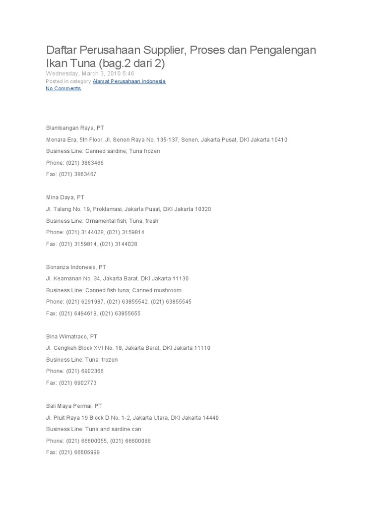 Daftar Perusahaan Supplier | PDF