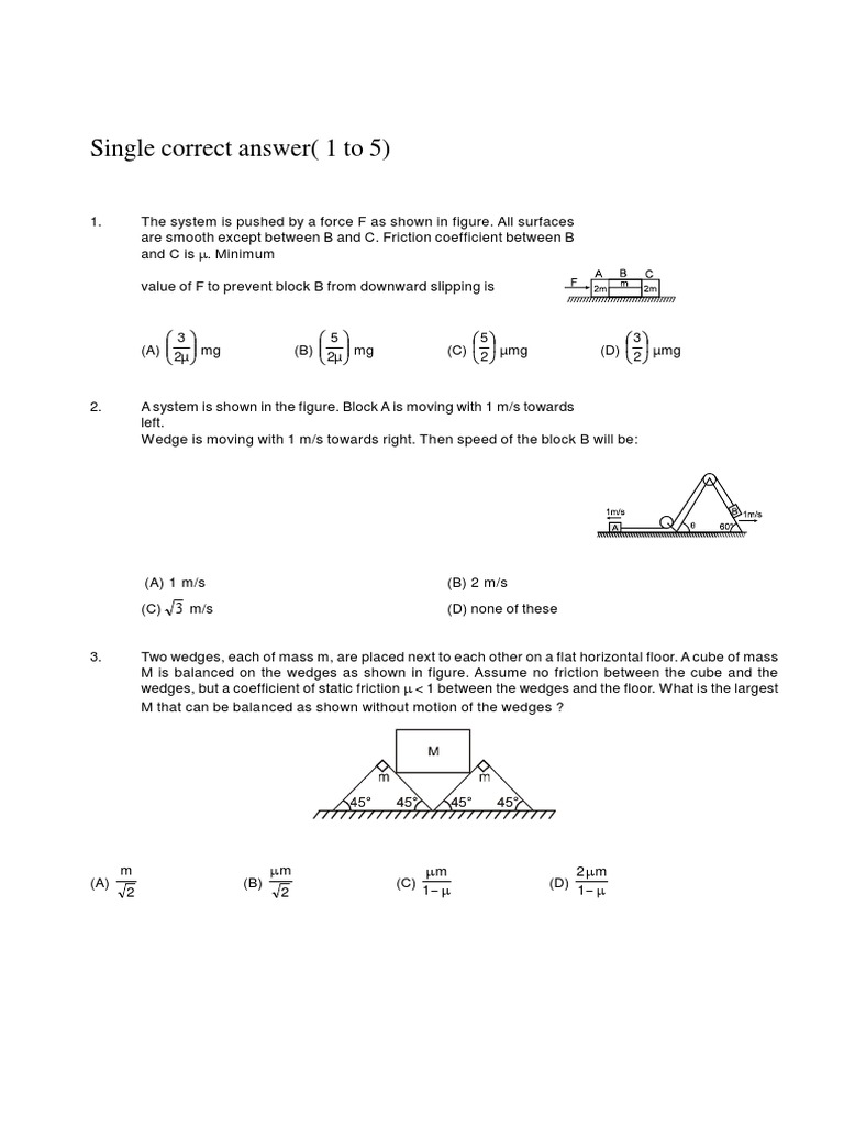 Physics NLM and Friction 01april | PDF | Tension (Physics) | Friction